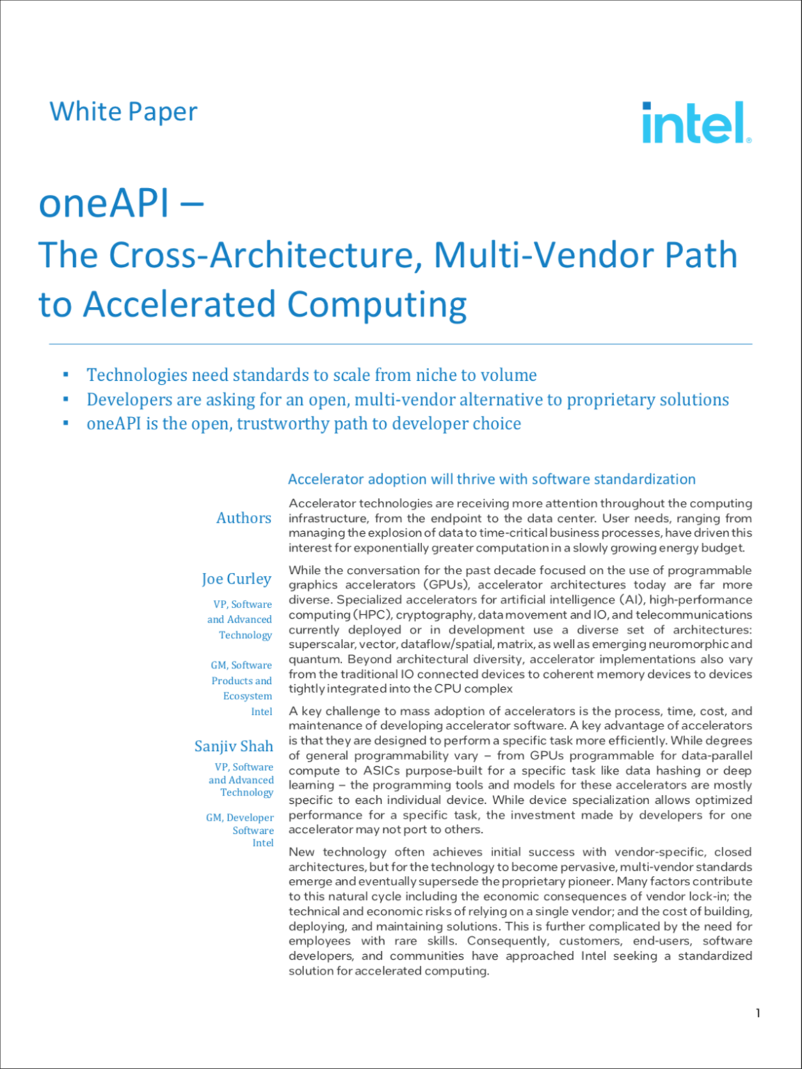 oneAPI – The Cross-Architecture, Multi-Vendor Path to Accelerated Computing - oneAPI.io
