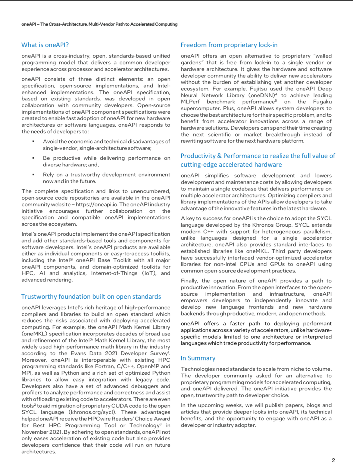 oneAPI – The Cross-Architecture, Multi-Vendor Path to Accelerated ... oneAPI – The Cross-Architecture, Multi-Vendor Path to Accelerated ...